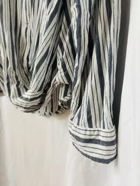 a.n.a | Tops | Ana Blue And White Striped Twist Front Button Down ...